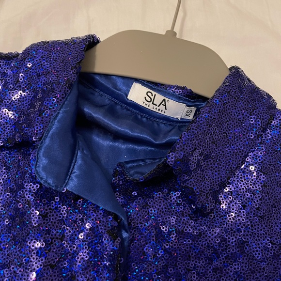 SLA The Label | Dresses | Sla The Label Blue Sequen Button Up Dress ...